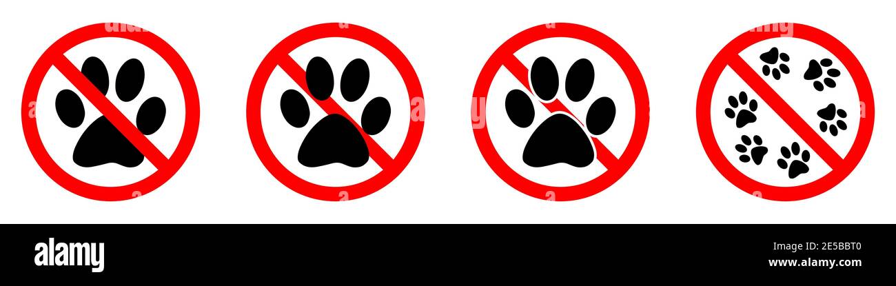 Animal footprint is prohibited. Stop or ban red round sign with animal ...