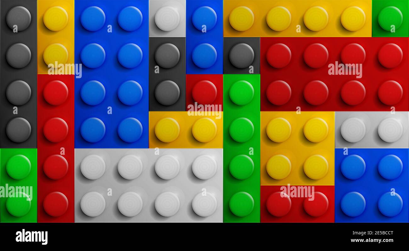 Colorful constructor parts plastic building blocks seamless background ...