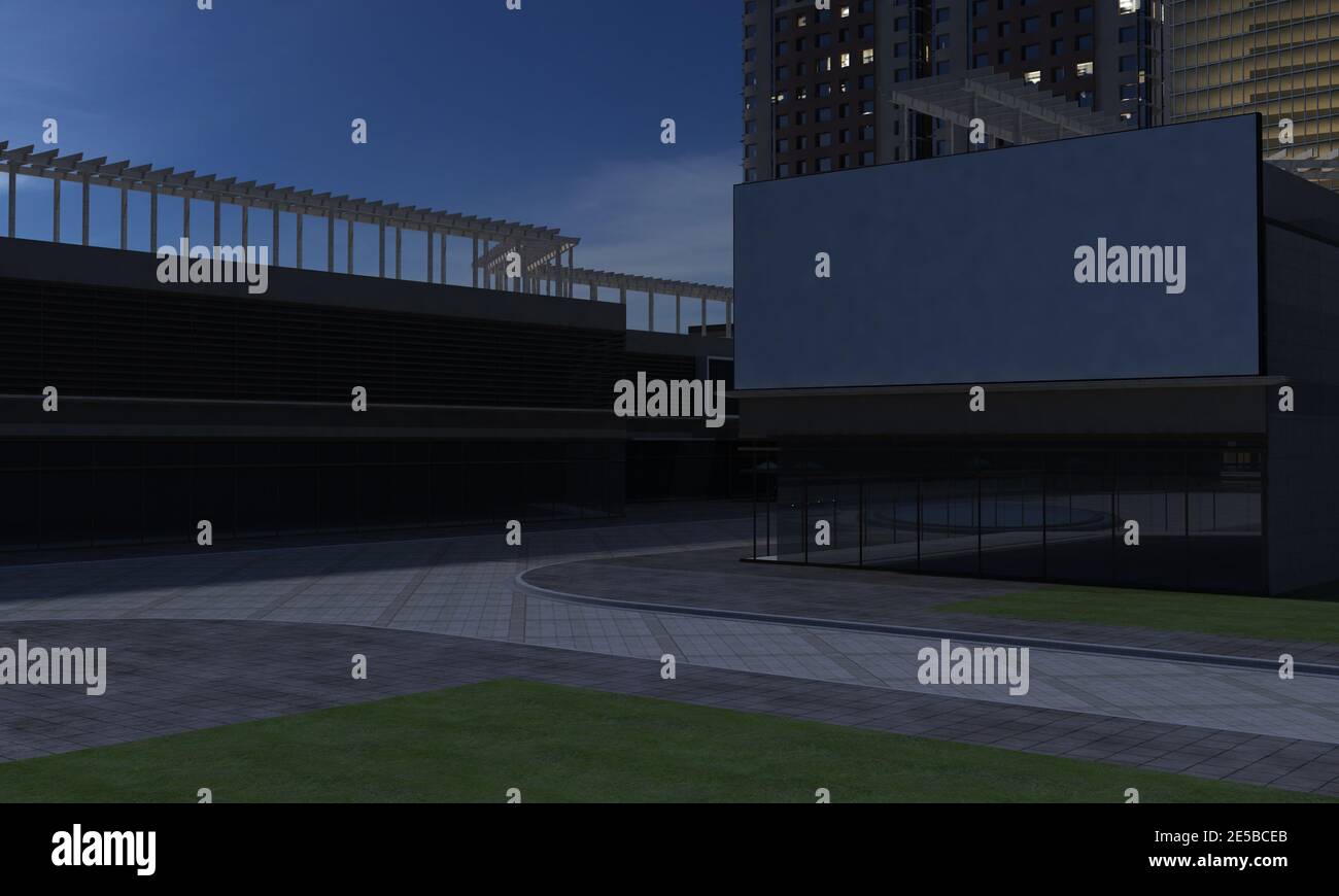 3d render of the exterior of modern buildings with big windows Stock ...