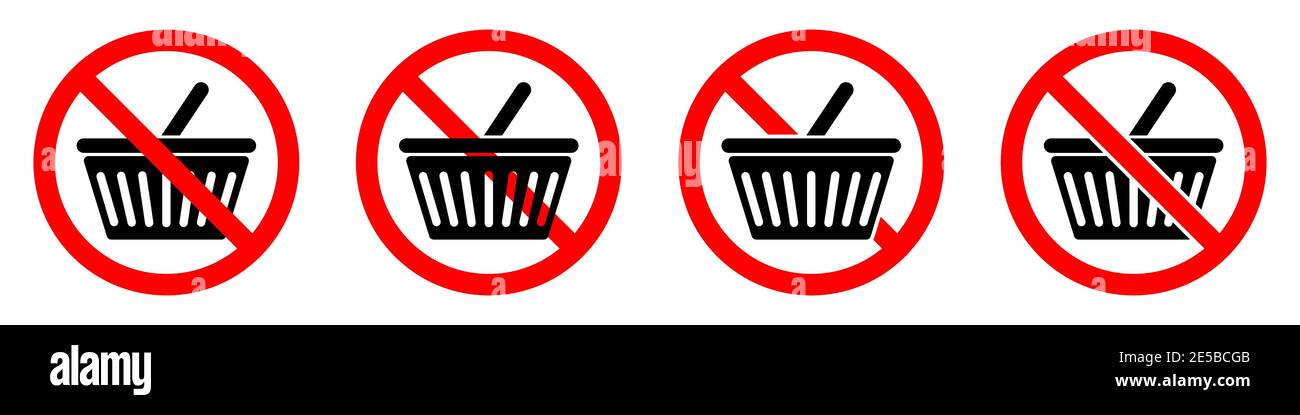 Shopping basket ban icon. Shopping basket is prohibited. Stop or ban ...