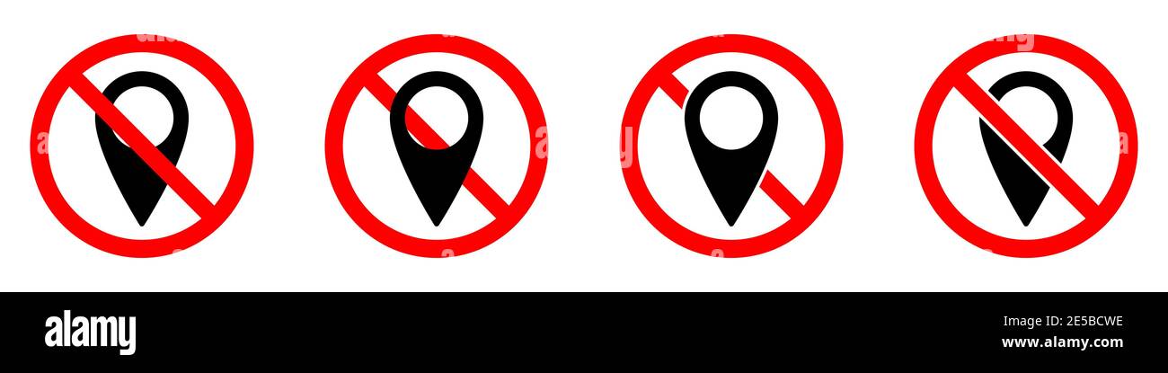 No GPS icon. Map pointer ban icon. Award is prohibited. Stop or ban red ...