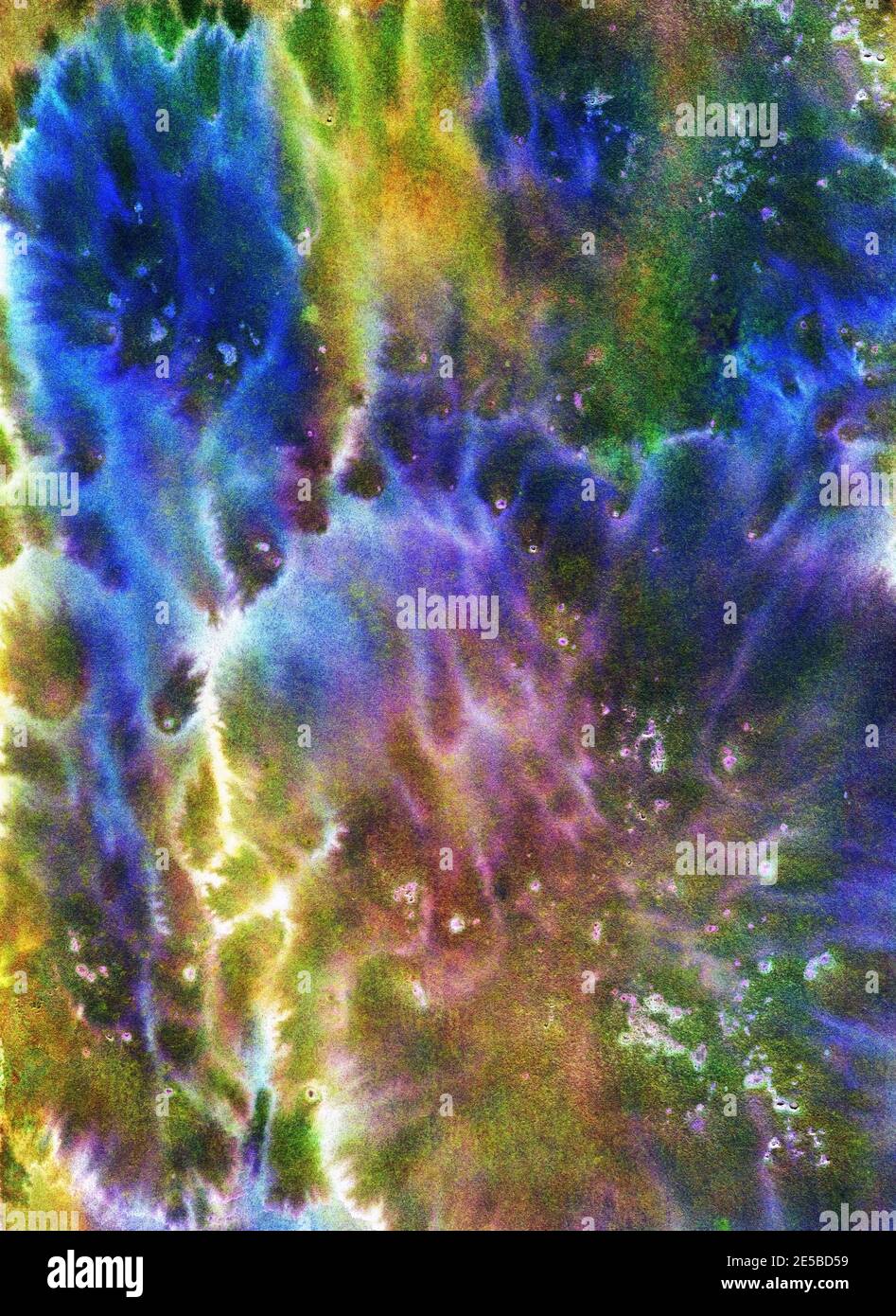 Background, watercolor texture. Distant space, dark blue colorful ...