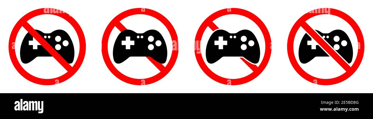 No gaming sign. Game joystick icon. Forbidden signs set. Game is ...