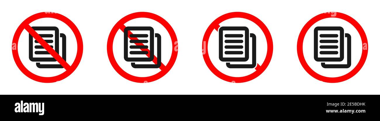 Stop or ban red round sign with document icon. Vector illustration ...