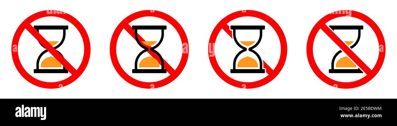 Hourglass is prohibited. Stop or ban red round sign with hourglass icon ...