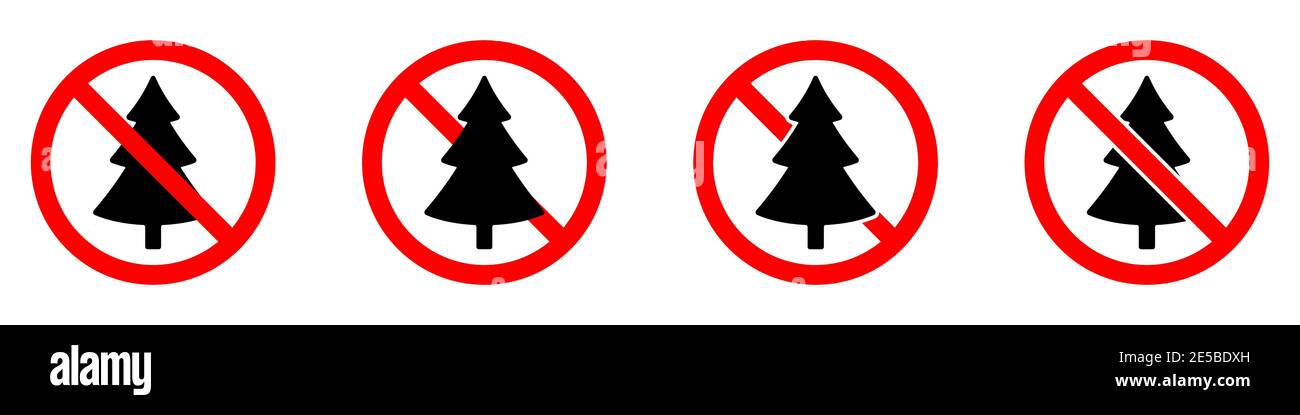 Stop or ban red round sign with christmas tree icon. Vector ...