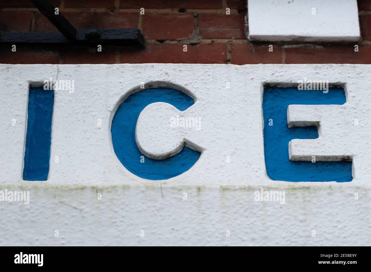 ICE letters, part of lettering on a police station UK Stock Photo - Alamy