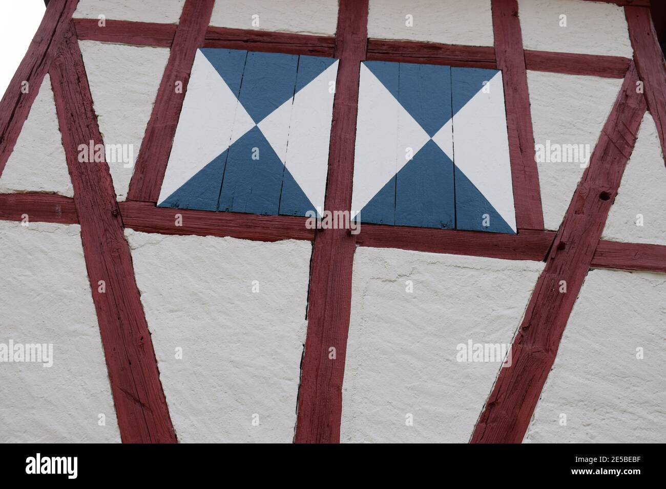 half timbered part of old castle Stock Photo - Alamy