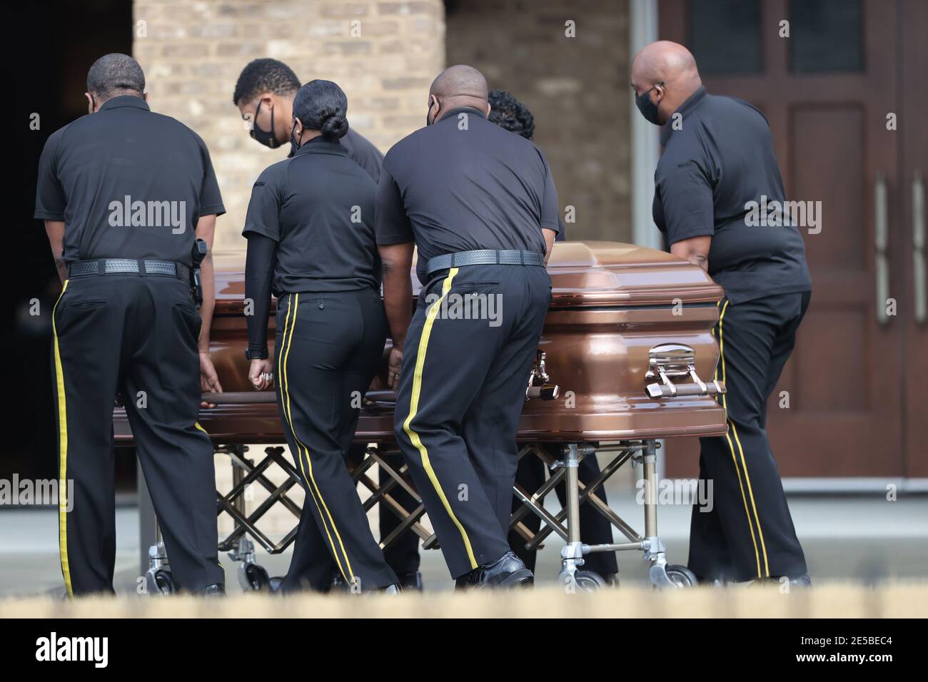 Atlanta, GA, USA. 27th Jan, 2021. The casket of Hank Aaron is ushered ...