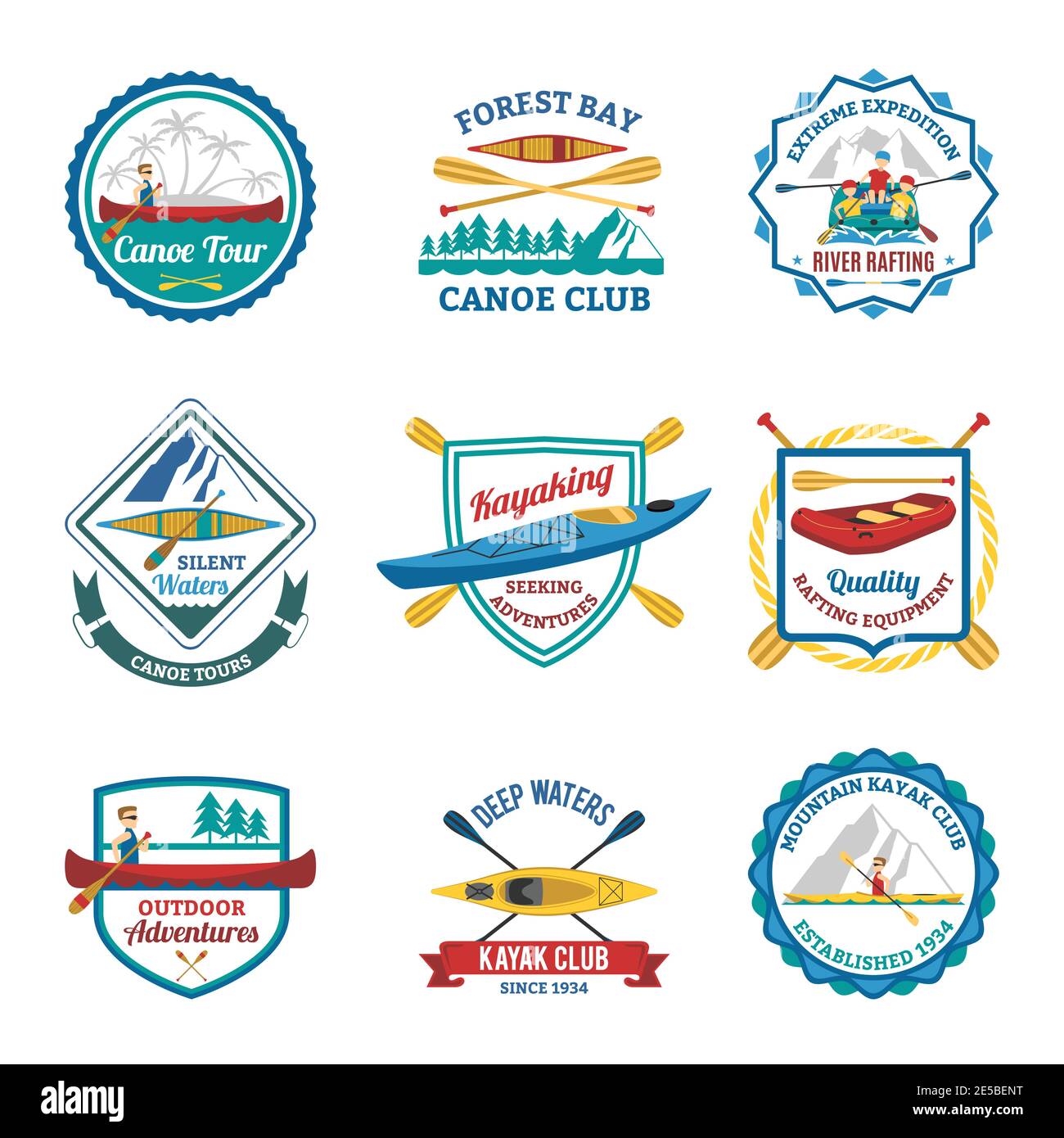 Shield label canoe rowing vector hi-res stock photography and images ...