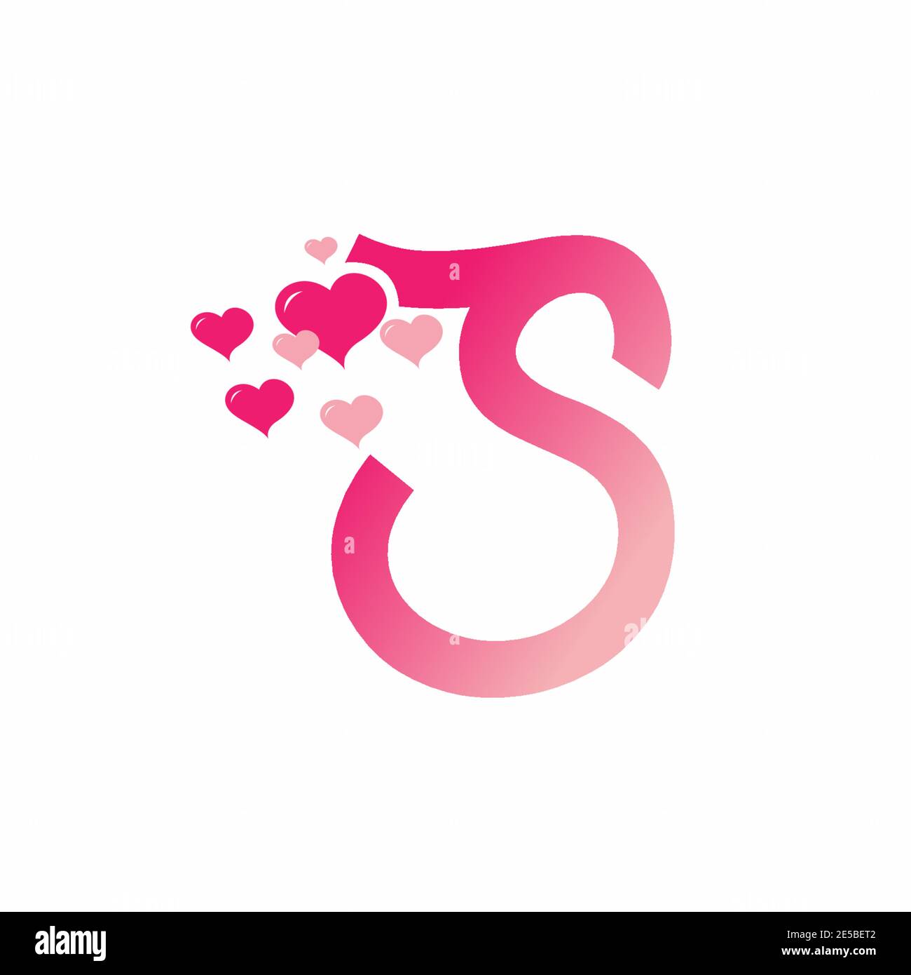Pink S initial letter with love sign valentine vector design Stock ...