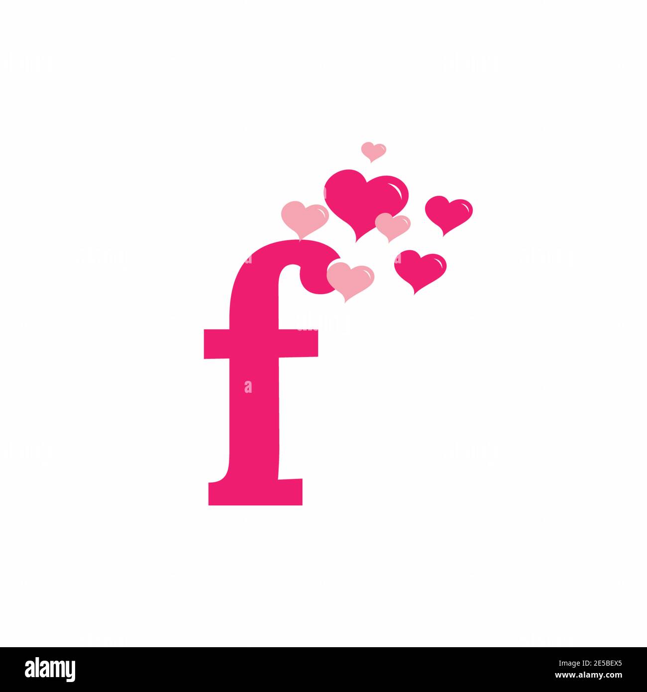 Pink f initial letter with love sign valentine vector design Stock ...