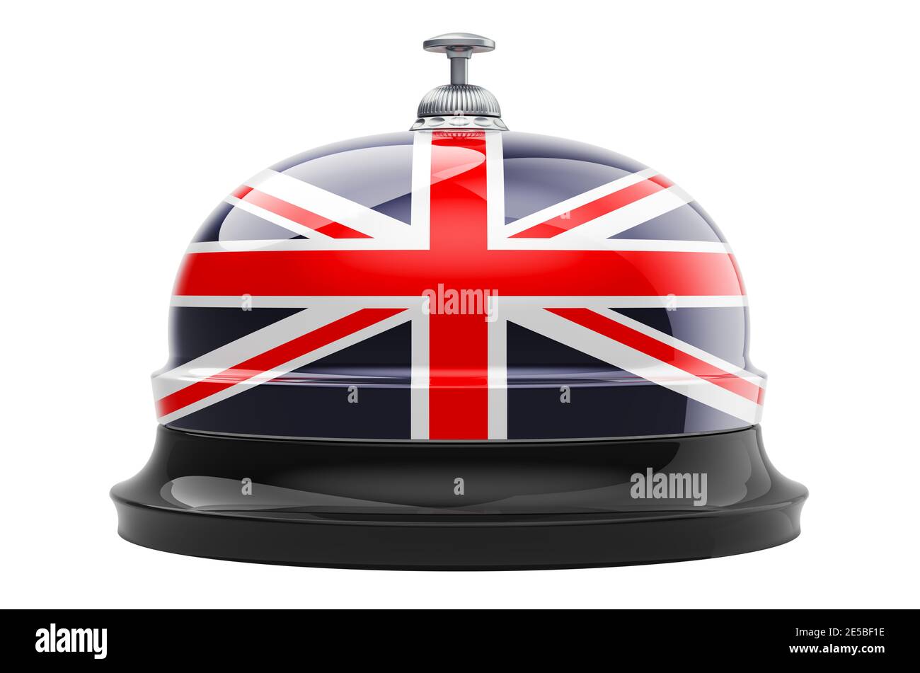 Reception bell with British flag, 3D rendering isolated on white ...