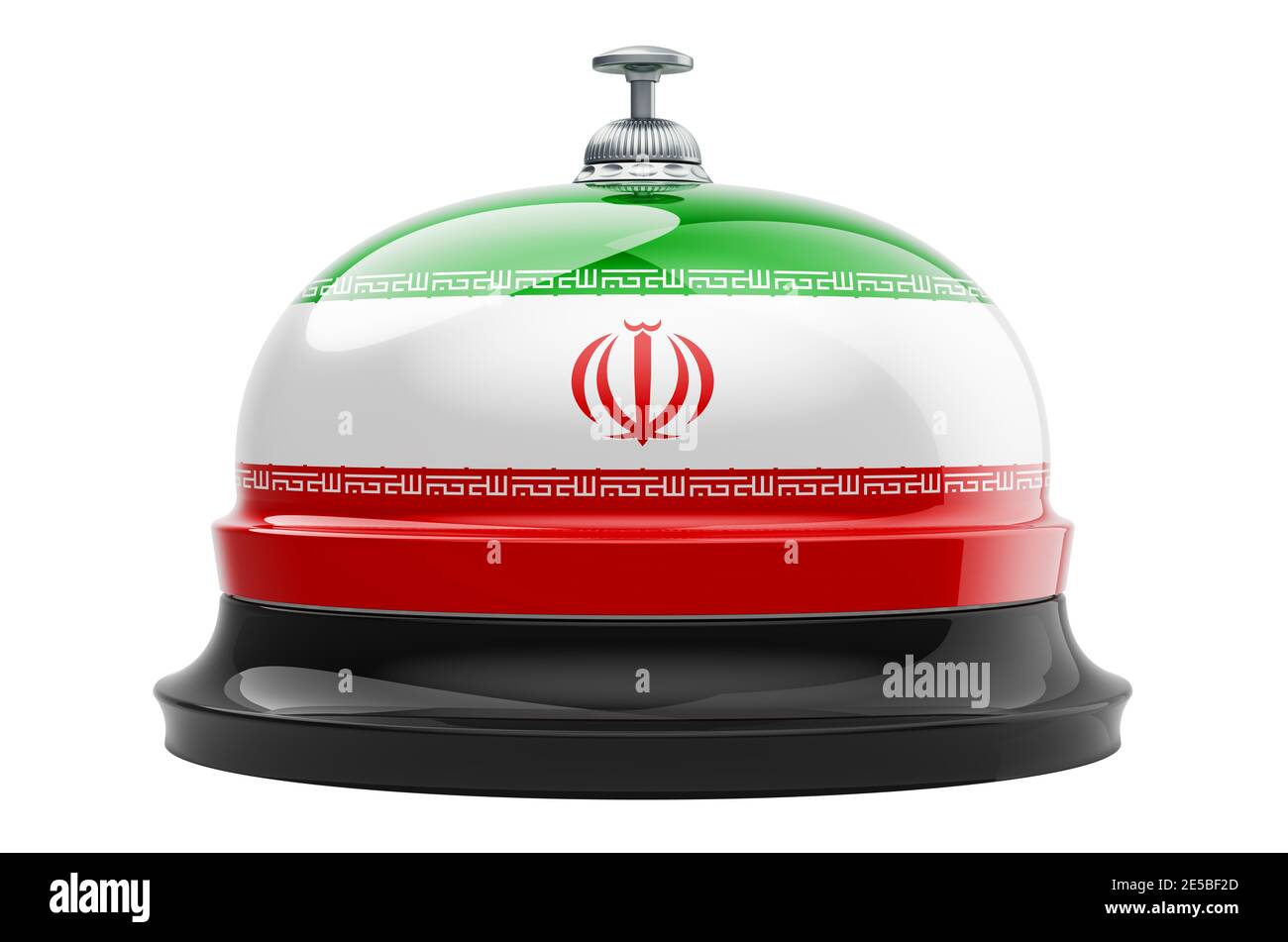 Reception bell with Iranian flag, 3D rendering isolated on white ...