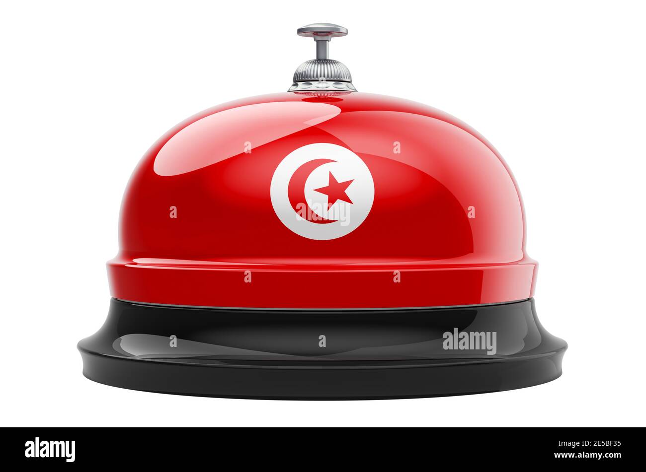 Reception bell with Tunisian flag, 3D rendering isolated on white ...