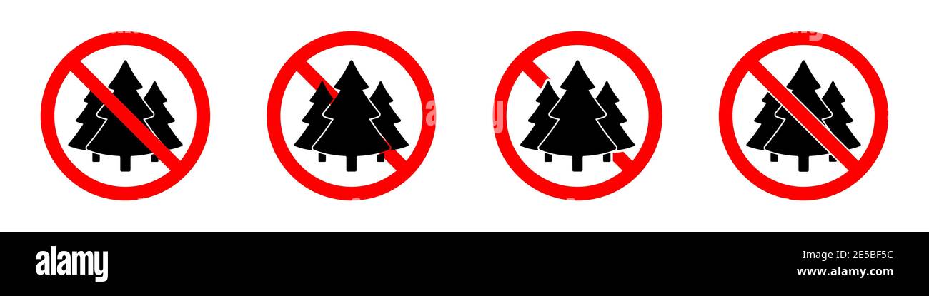 Stop or ban red round sign with christmas tree icon. Vector ...