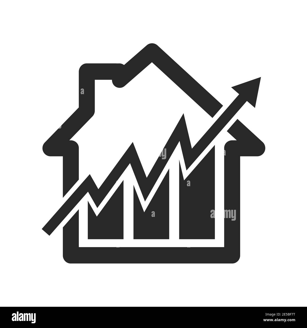 House icon with arrow up. House icon with graph. Vector illustration ...
