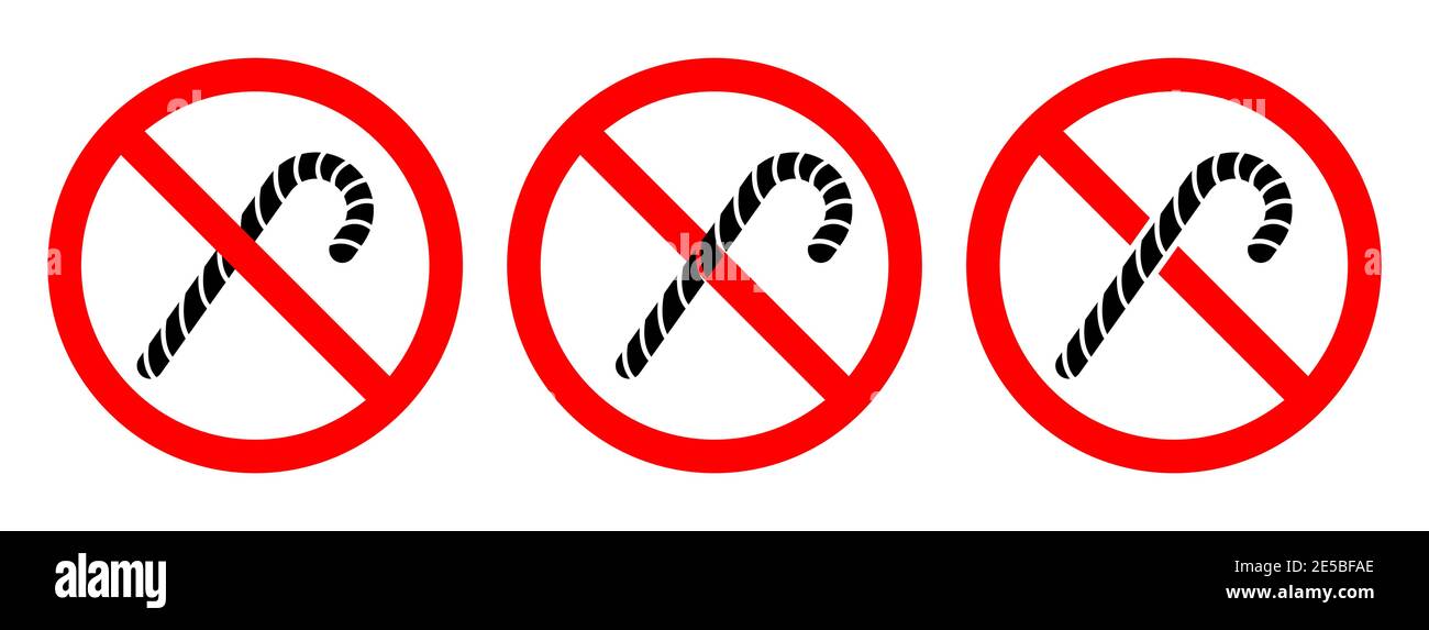 Stop or ban red round sign with christmas candy icon. Vector ...