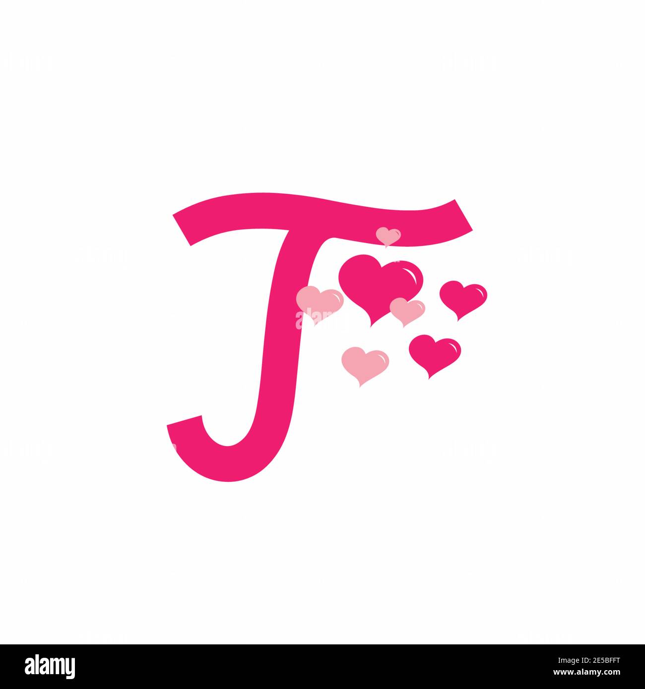 Pink T initial letter with love sign valentine vector design Stock ...
