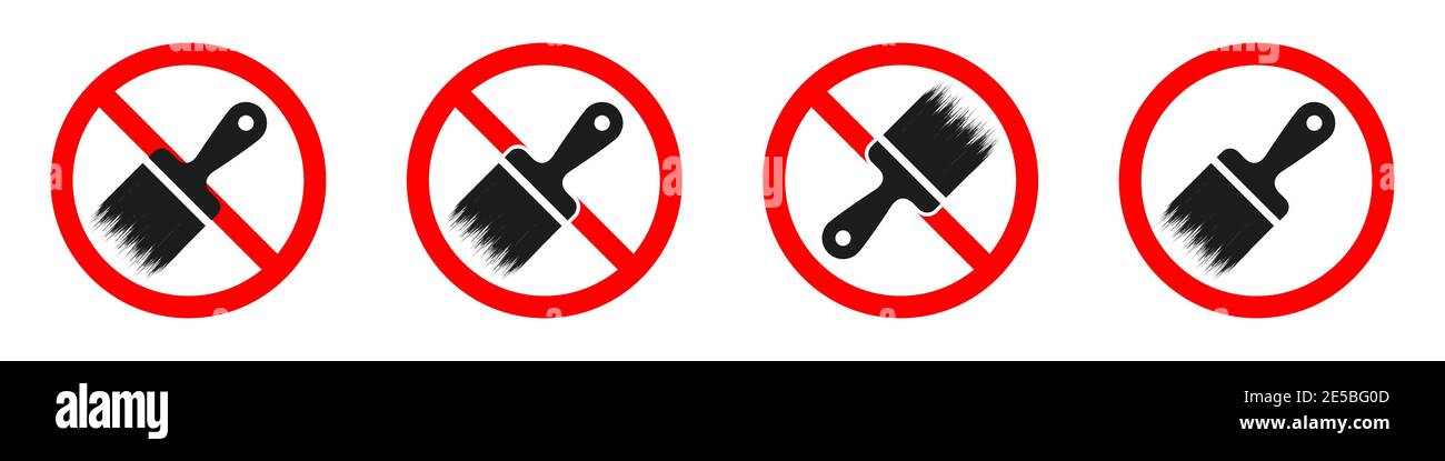 Stop brush icon. Do not paint signs set. No paint brush sign . Vector ...