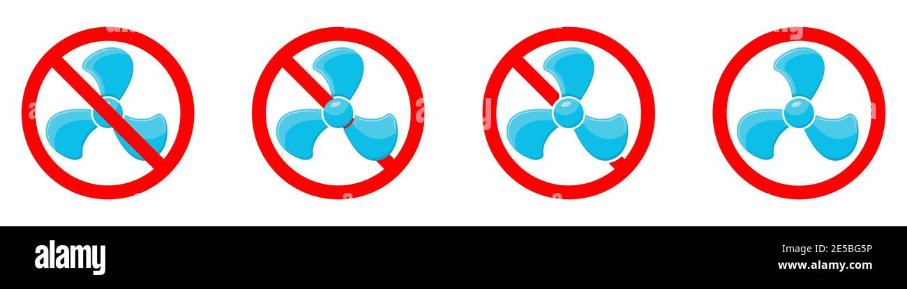 Stop or ban red round sign with fan icon. Vector illustration ...