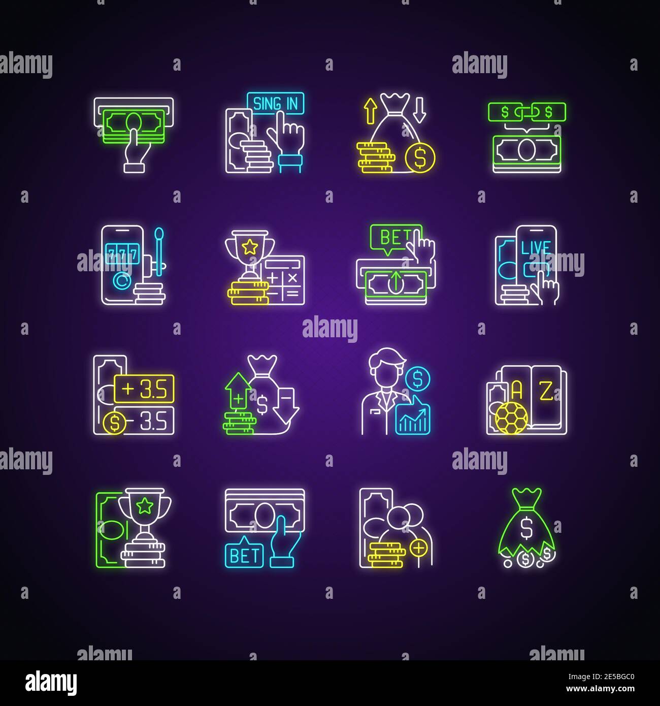 Sports betting neon light icons set Stock Vector Image & Art - Alamy