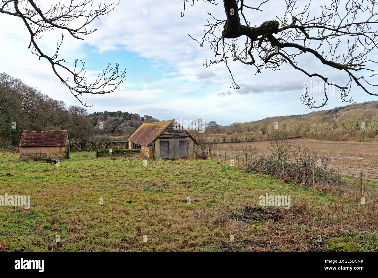 Old barn in the Surrey Hills at Abinger Roughs near Abinger Hammer ...