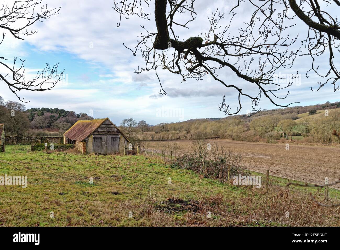 Old barn in the Surrey Hills at Abinger Roughs near Abinger Hammer ...