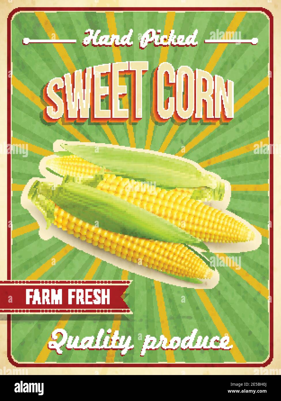 Sweet farm fresh corn poster with corn-cobs realistic vector ...