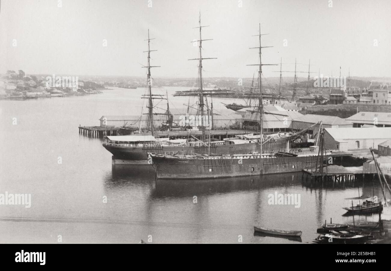 c.1900 vintage photograph: Australia - Sydney, ship tied up at the ...