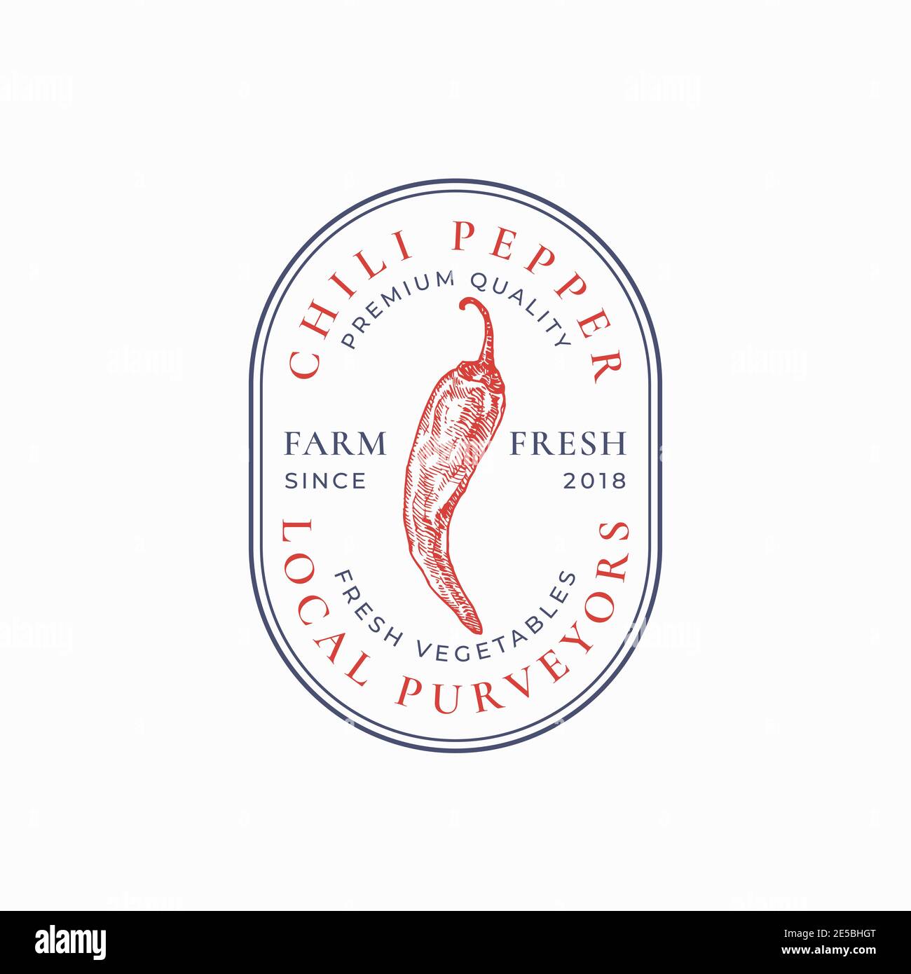 Chili Hot Pepper Frame Badge or Logo Template. Hand Drawn Red Vegetable ...