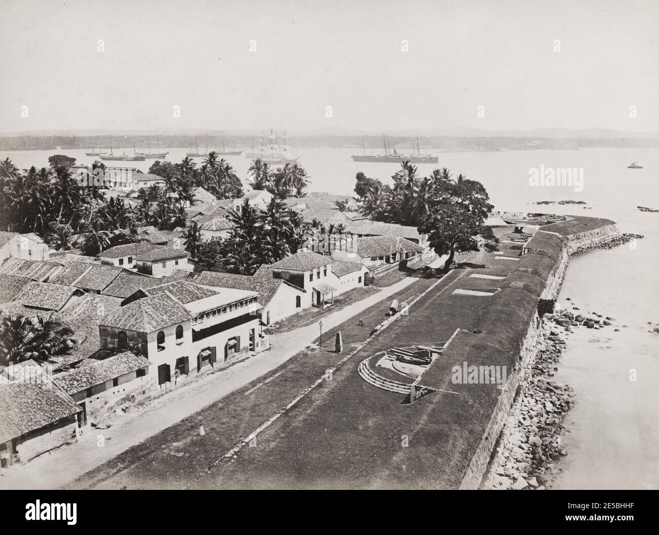 c.1900 vintage photograph: wharf and harbour at Colombo, Ceylon, Sri ...