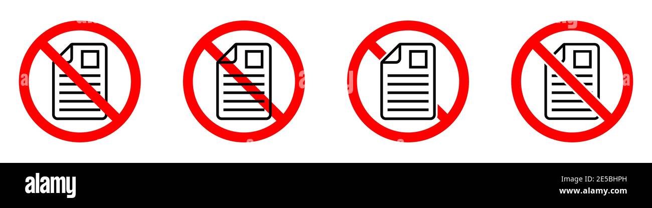 Stop or ban red round sign with document icon. Vector illustration ...