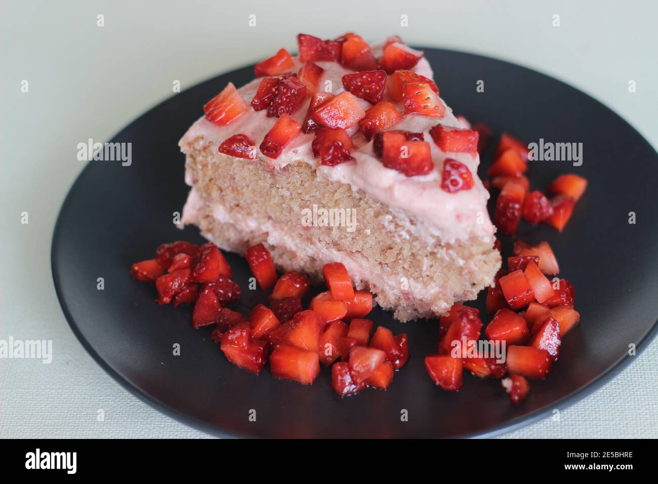 Strawberry Cake Slice With Strawberry Cream Cheese Frosting A Treat