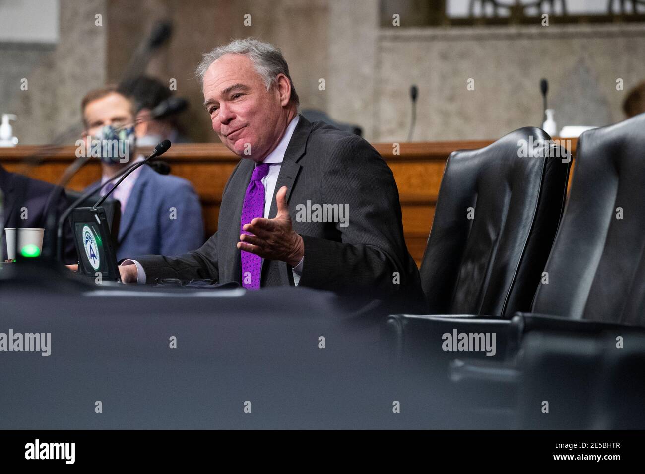 United States Senator Tim Kaine (Democrat of Virginia) speaks during ...