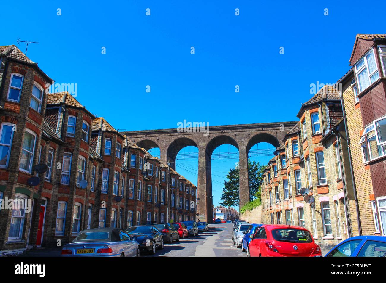 View of traditional terraced houses and Foord Valley Railway Road ...