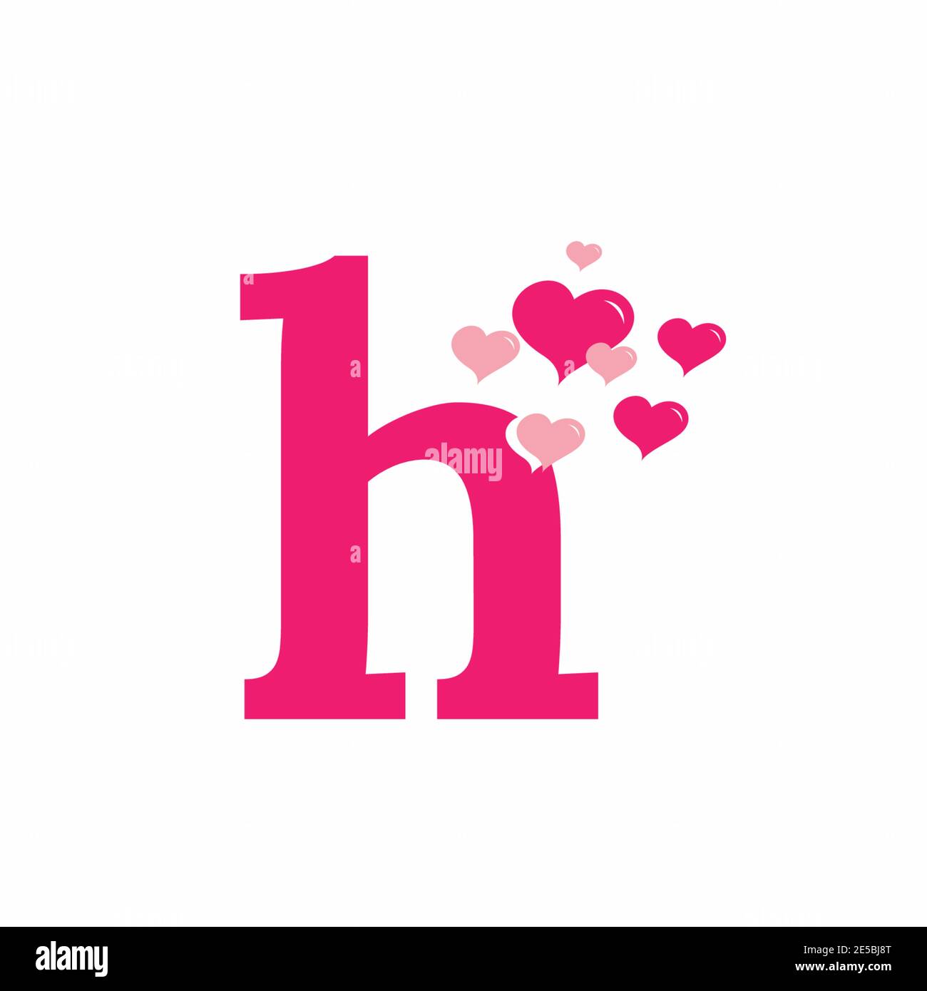 Pink H initial letter with love sign valentine vector design Stock ...