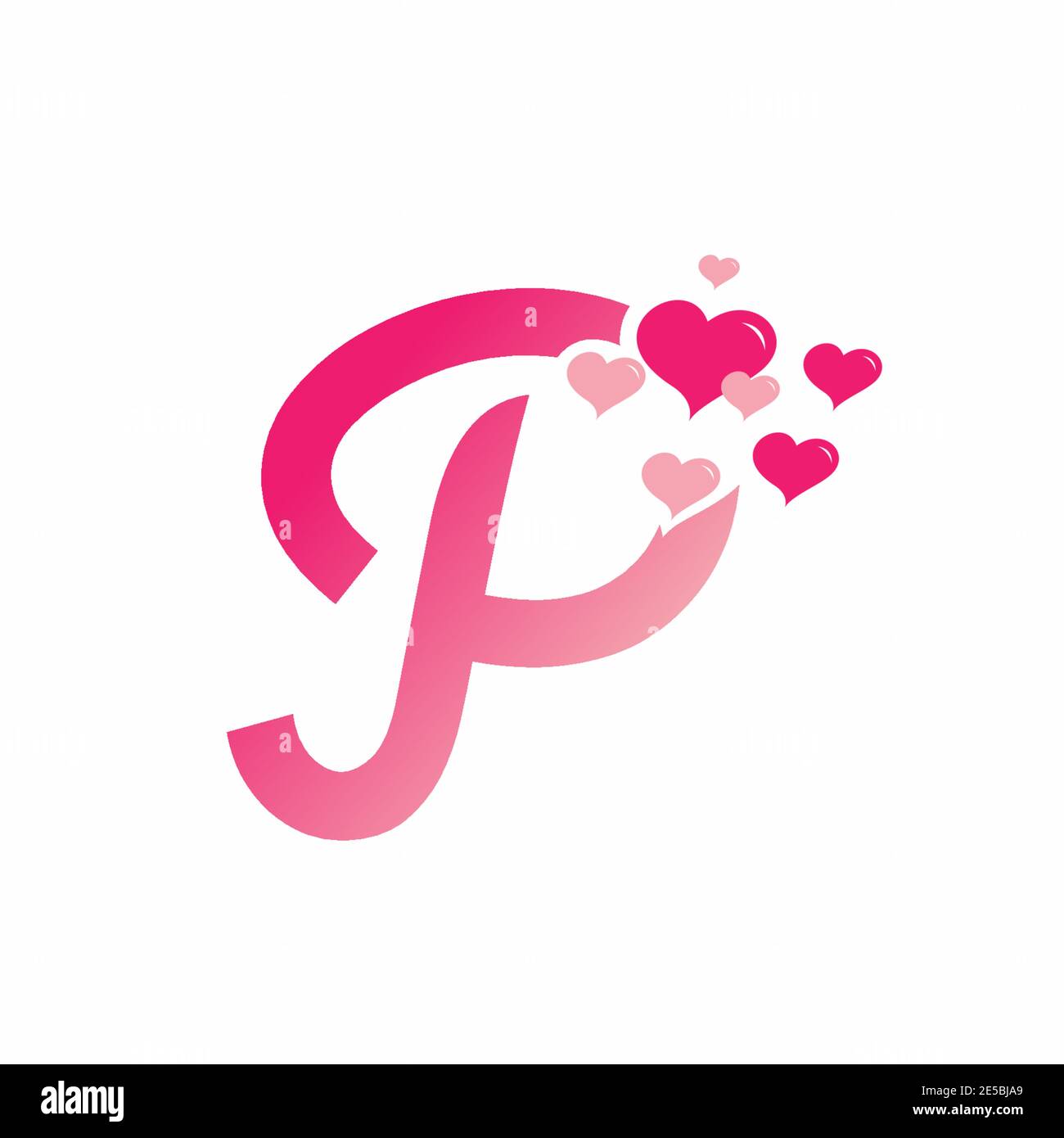 Pink P initial letter with love sign valentine vector design Stock ...