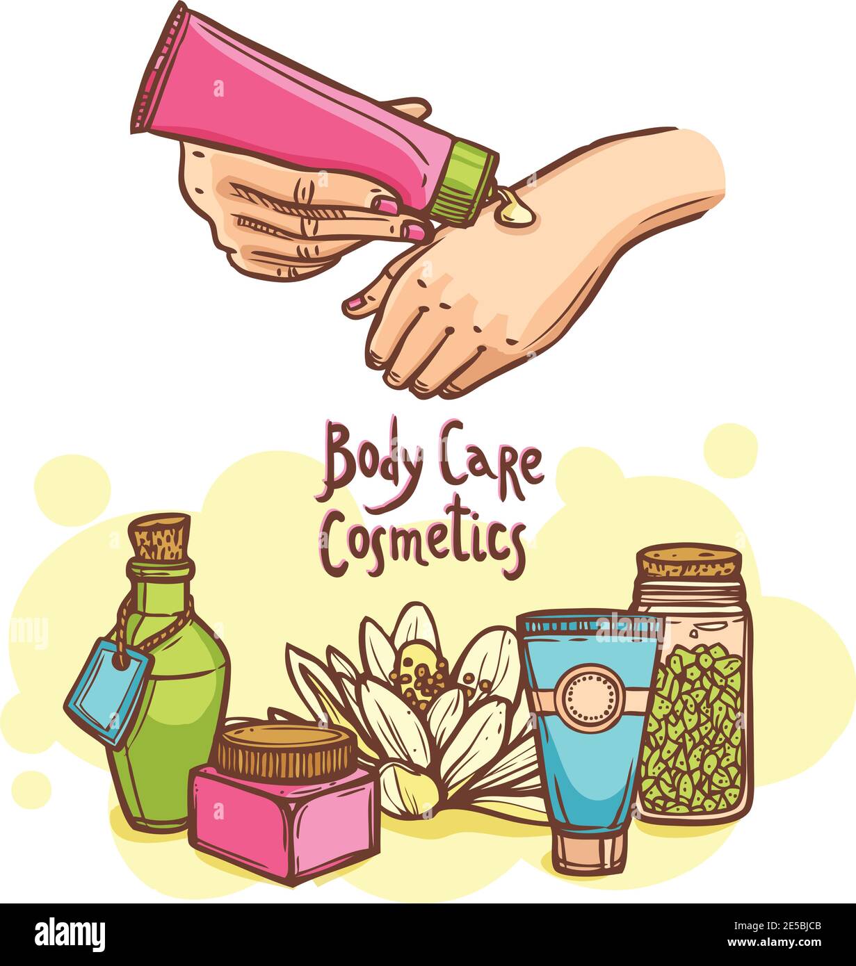 Hands applying lotion Stock Vector Images - Alamy