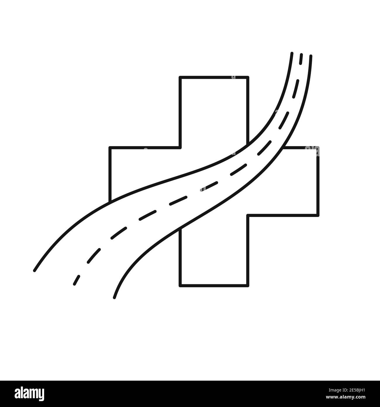Medical cross icon with road icon. Vector illustration. Abstract ...