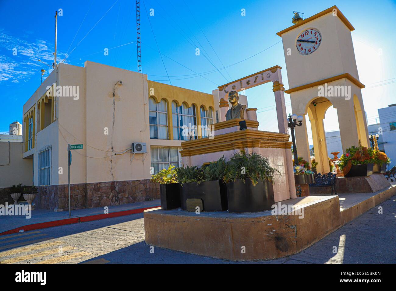 Luis Donaldo Colosio. Public clock and monument to colosio bust in the ...