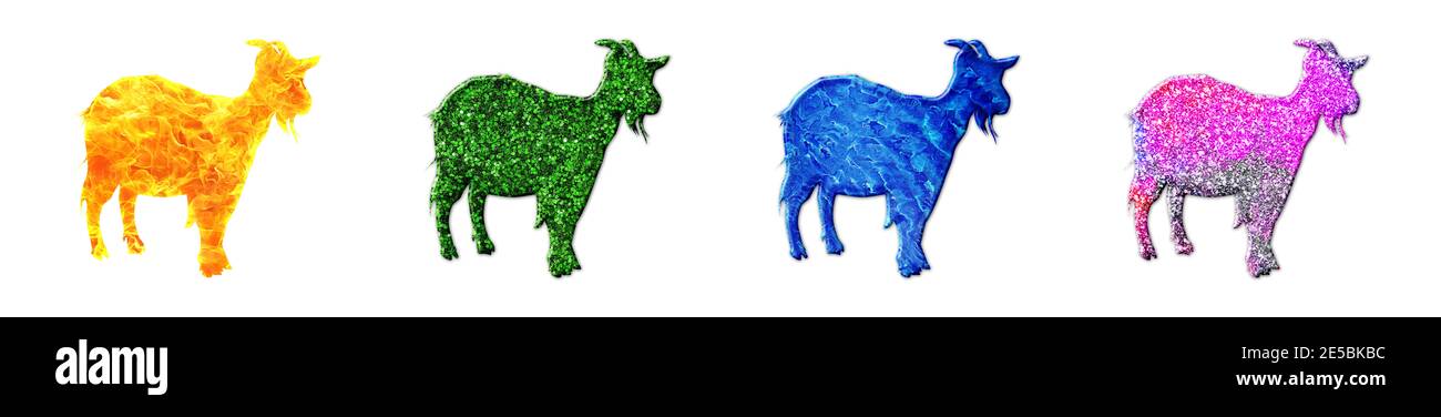 Set of colorful glitter goats isolated on white background Stock Photo ...