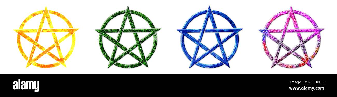 Set of colorful glitter pentagram stars isolated on white background ...