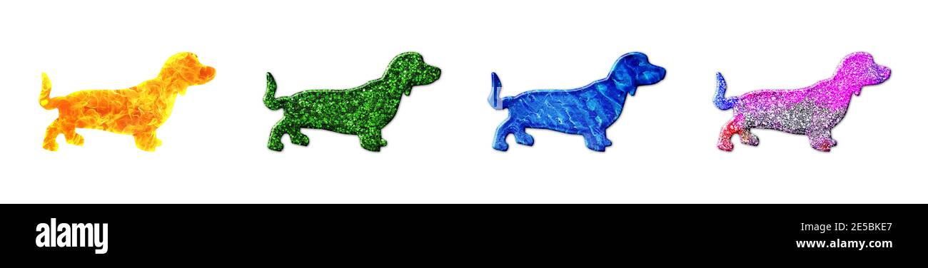 Set of colorful glitter dogs isolated on white background Stock Photo ...