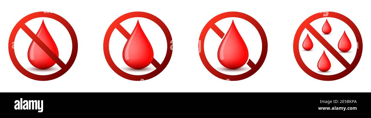 No blood drop icon. Blood donation is prohibited. Stop or ban red round ...