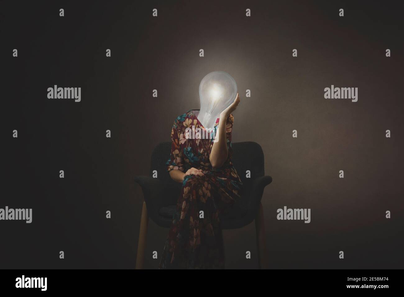 Woman head light bulb idea hi-res stock photography and images - Alamy
