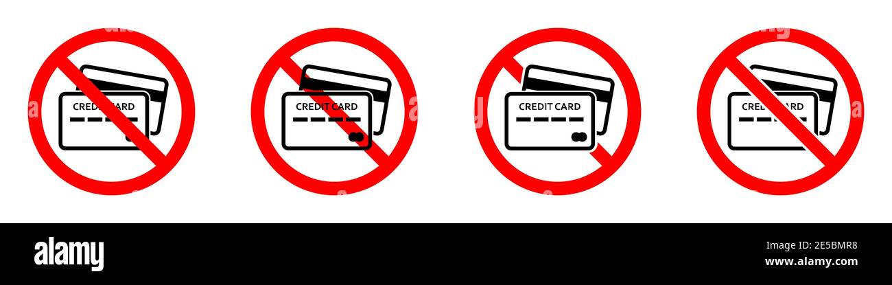 Credit card ban icon. Credit card are prohibited. Stop or ban red round ...
