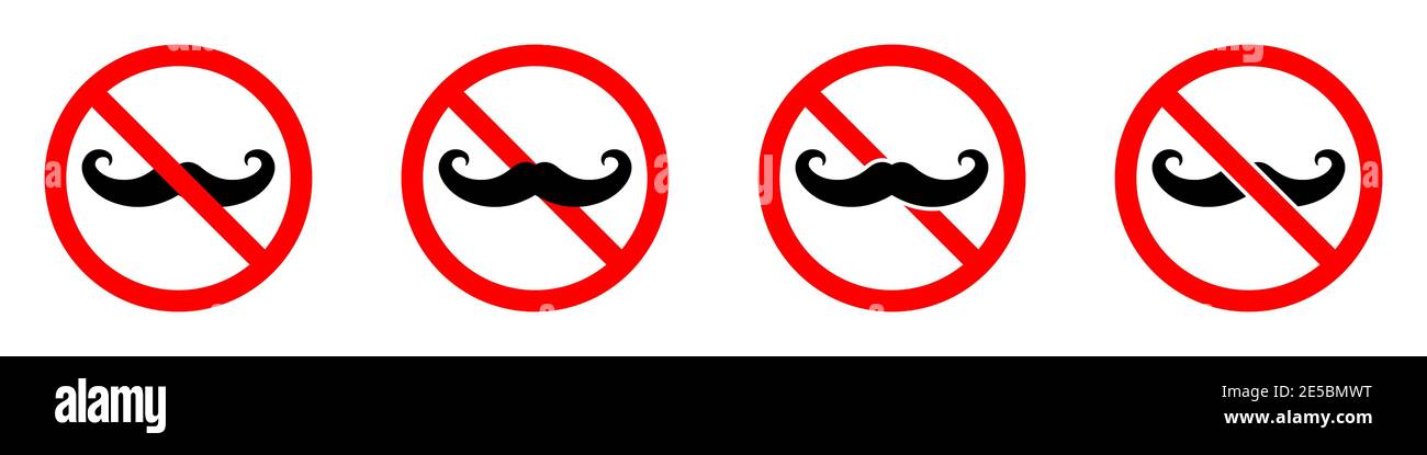 Mustache ban icon. Mustache are prohibited. Stop or ban red round sign ...