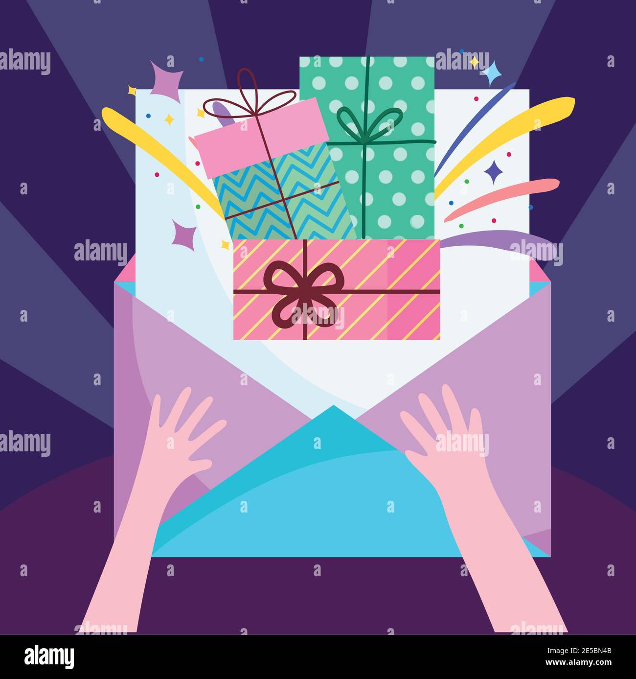 Hands opening letter Stock Vector Images - Alamy