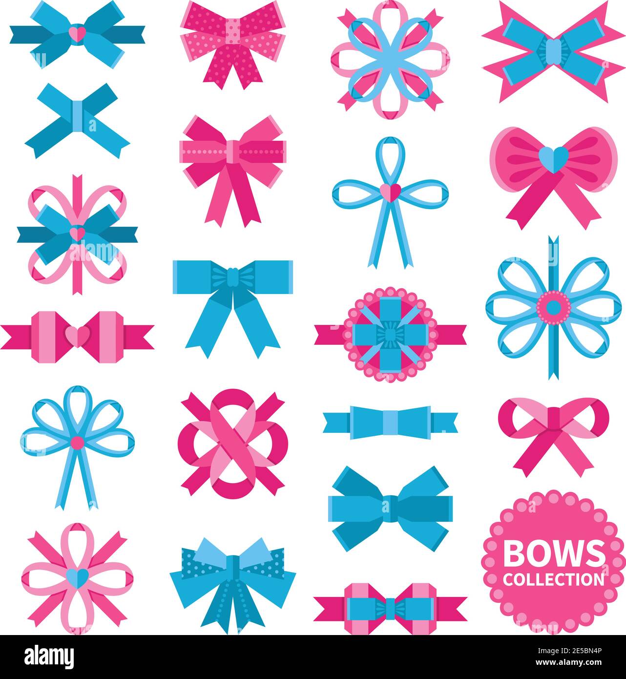 Festive bows collection in different flat shapes isolated vector ...